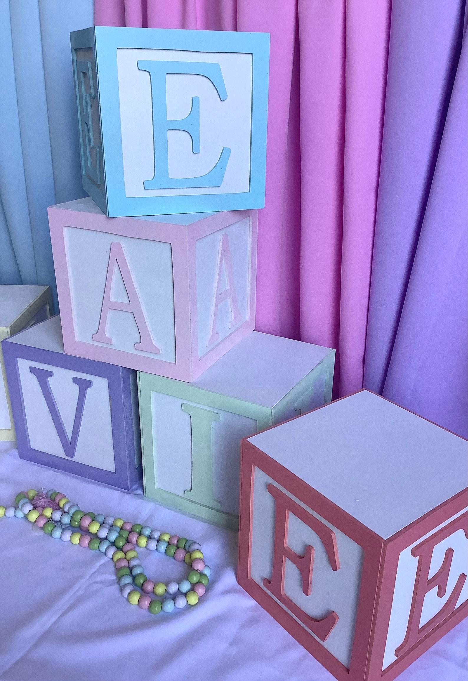 Babyshower Wood ABCD Blocks: Large Wooden Decor (10x10) - Etsy