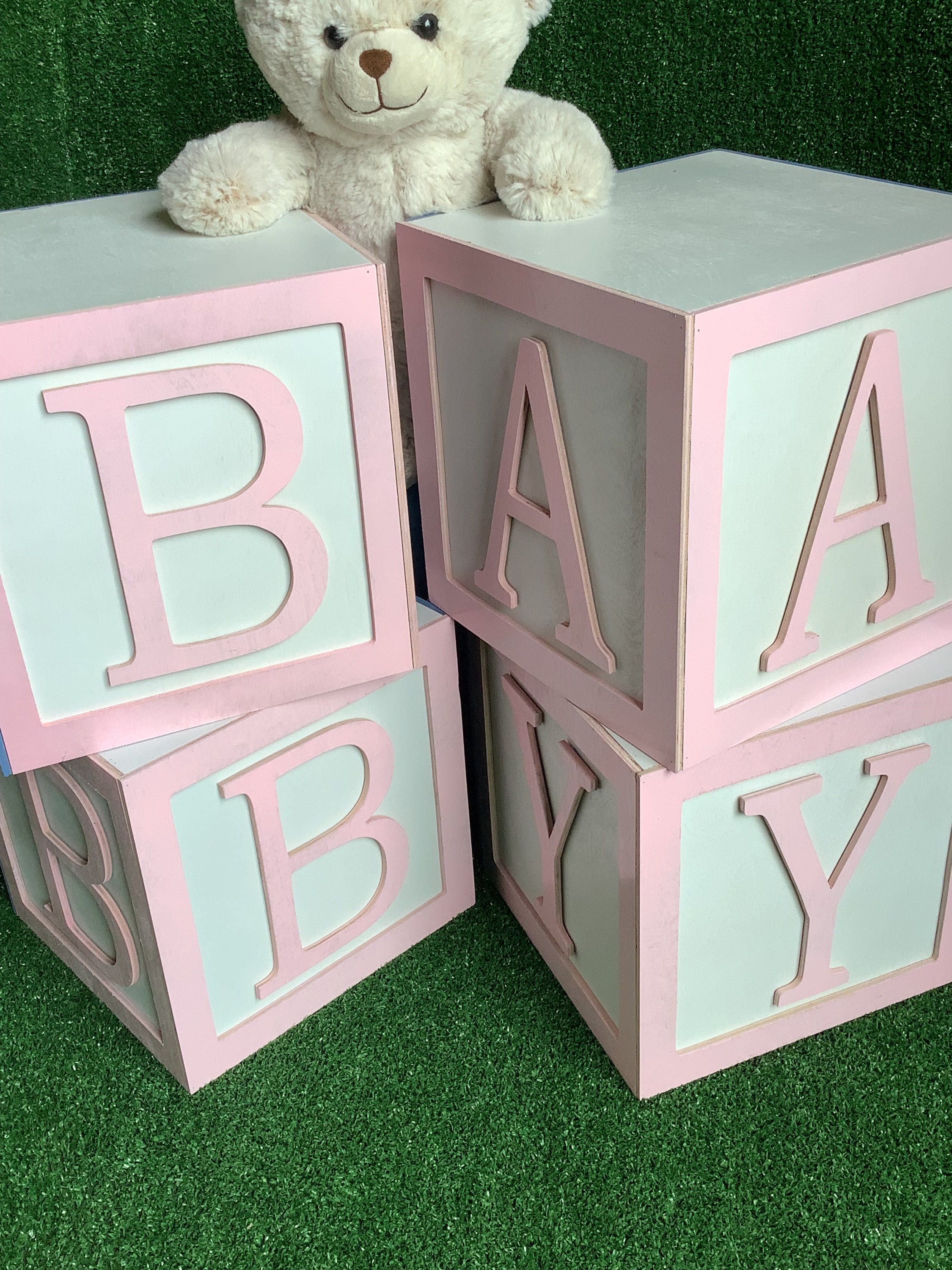Personalized Wood Baby Blocks: 10" Baby Shower Decor - Etsy