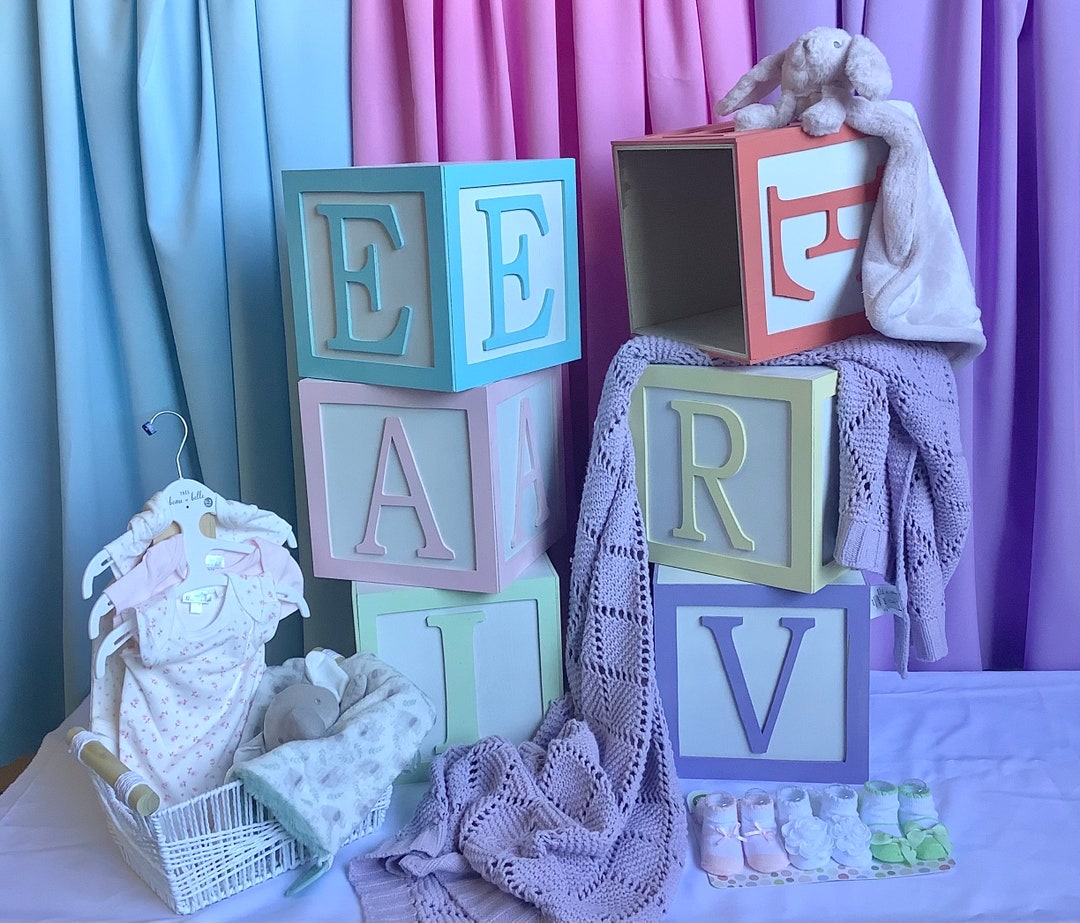 Babyshower Blocks, Wood Blocks, Large Wooden Blocks ABCD Blocks - Etsy