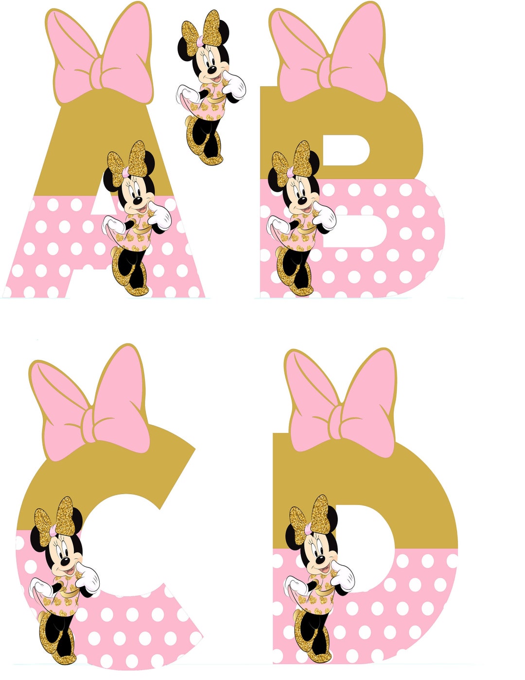 A.B.C.D Minnie Mouse Birthday Party Letters Theme, Letters Minnie Mouse ...
