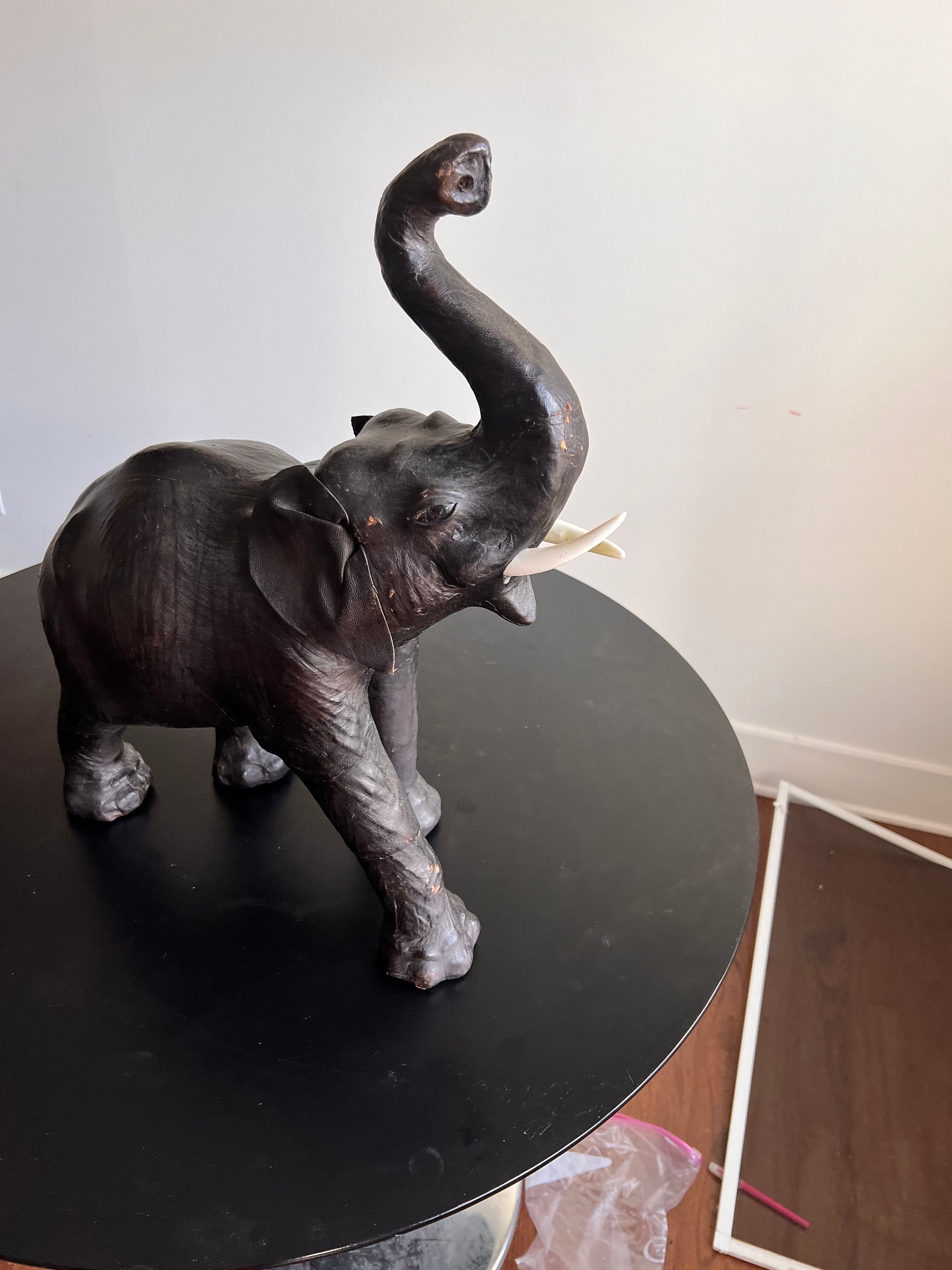 4 Vintage Leather Elephant Sculptures - Etsy