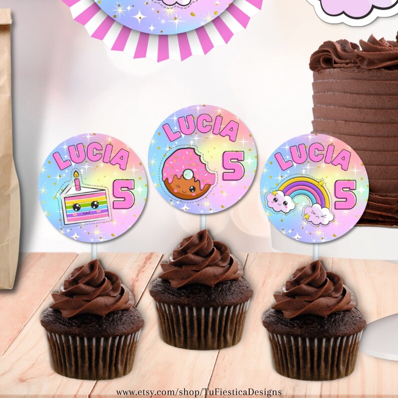 Personalize Kawaii Party Printables / Cute Rainbow Birthday Party ...