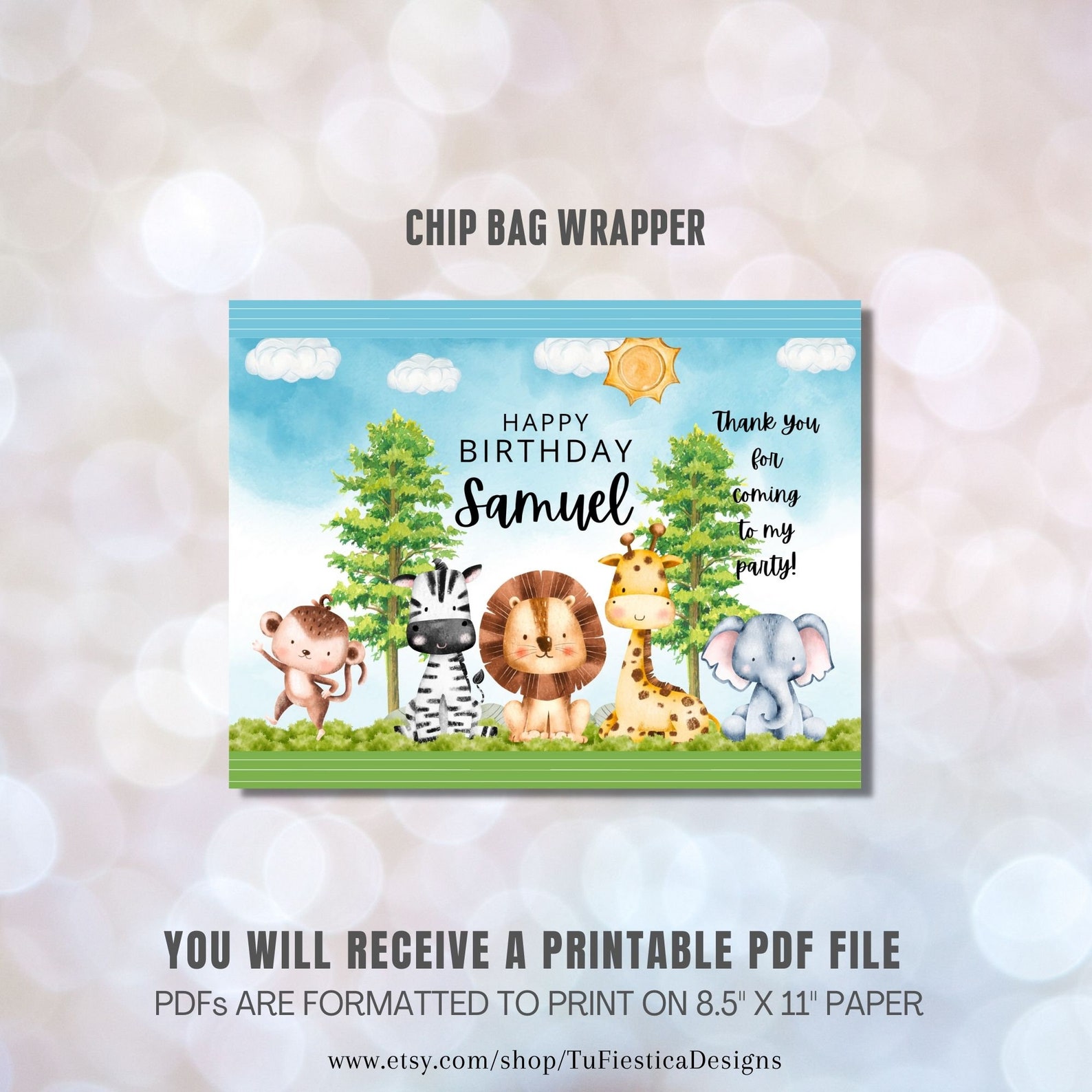 Personalize Safari Animals Party Printables / Wild Animal Birthday ...
