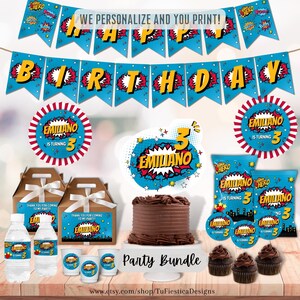 Superhero Comic Party Printables / Pop up Bundle Kit Banner Labels ...