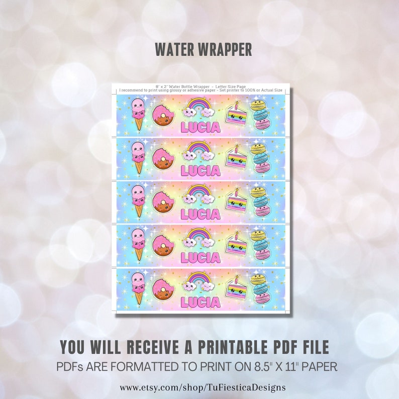 Personalize Kawaii Party Printables / Cute Rainbow Birthday Party ...