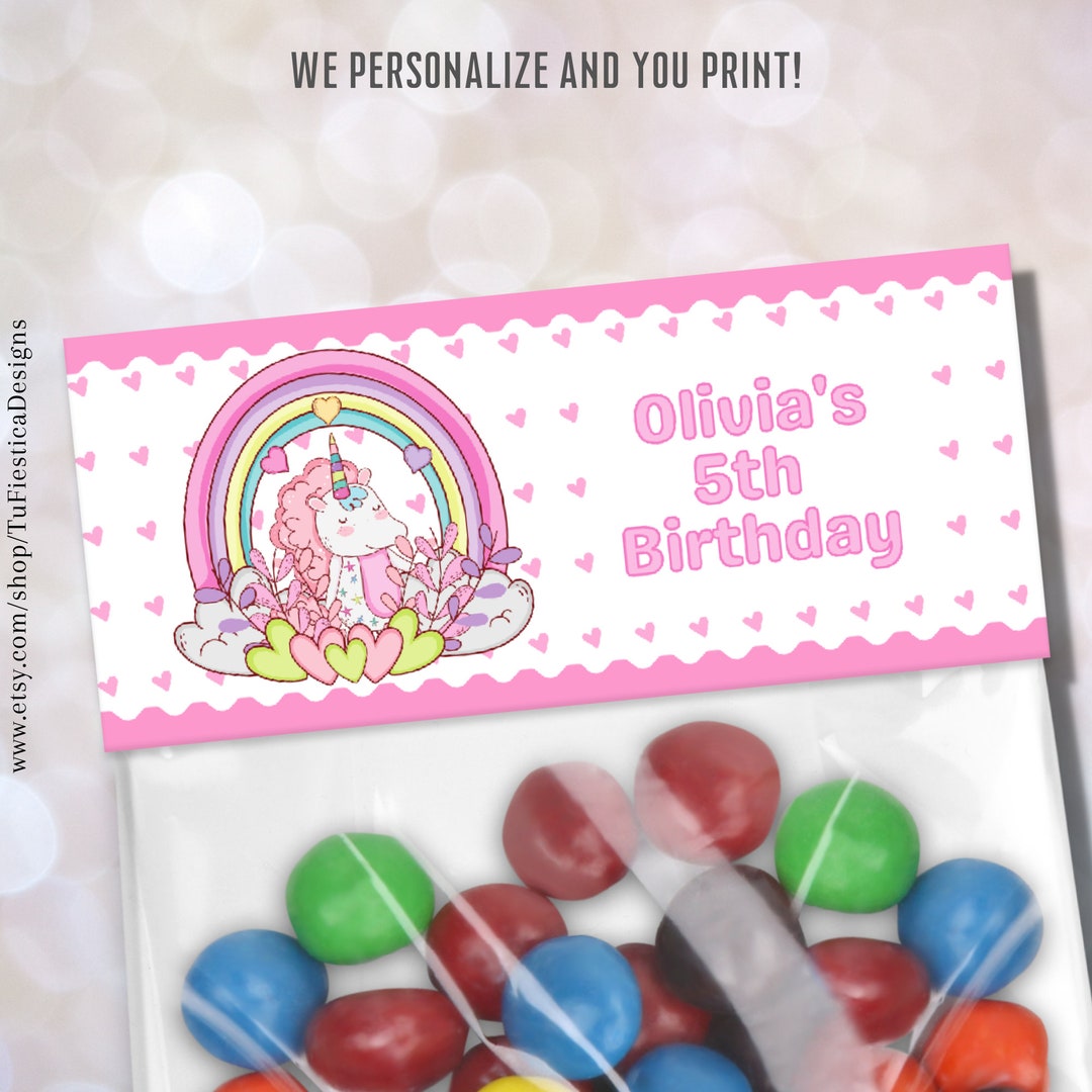 Personalize Unicorn Treat Bag Topper Party Favors Unicorn - Etsy