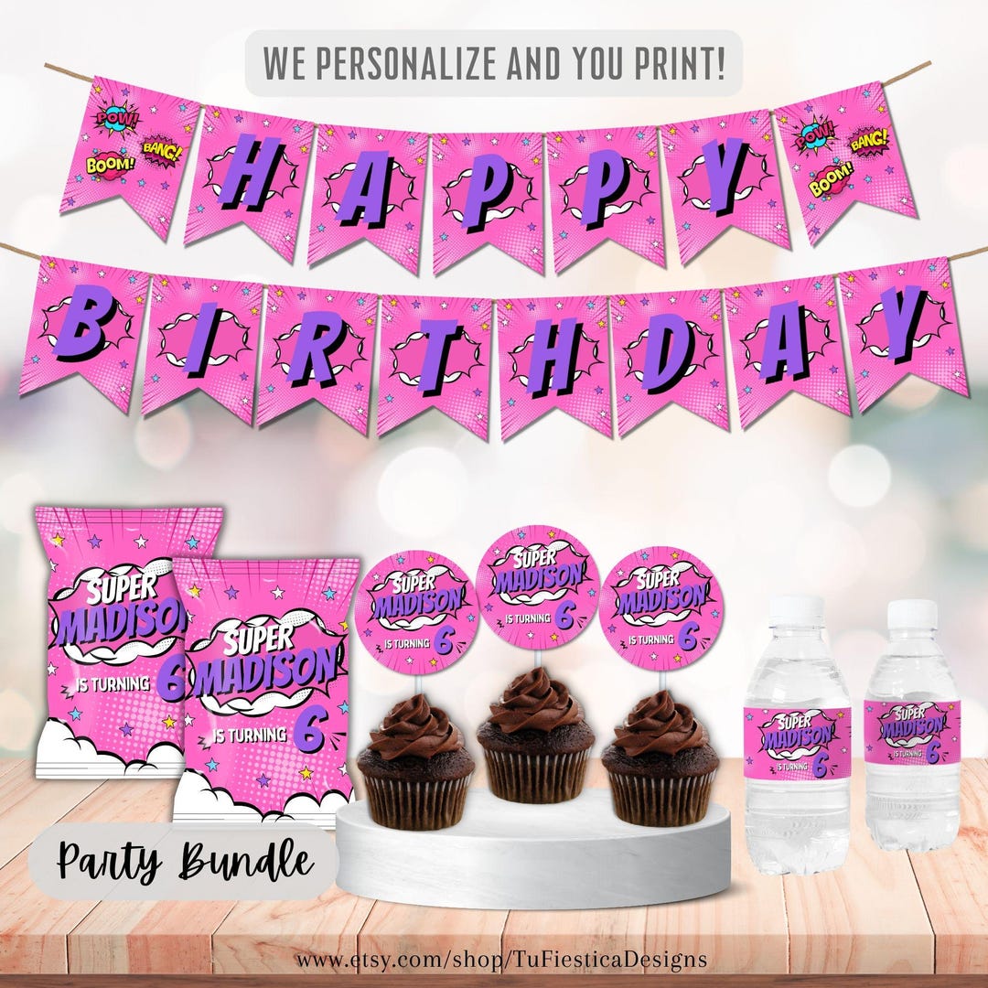 Superhero Girls Comic Party Bundle Printables | Birthday Decor ...