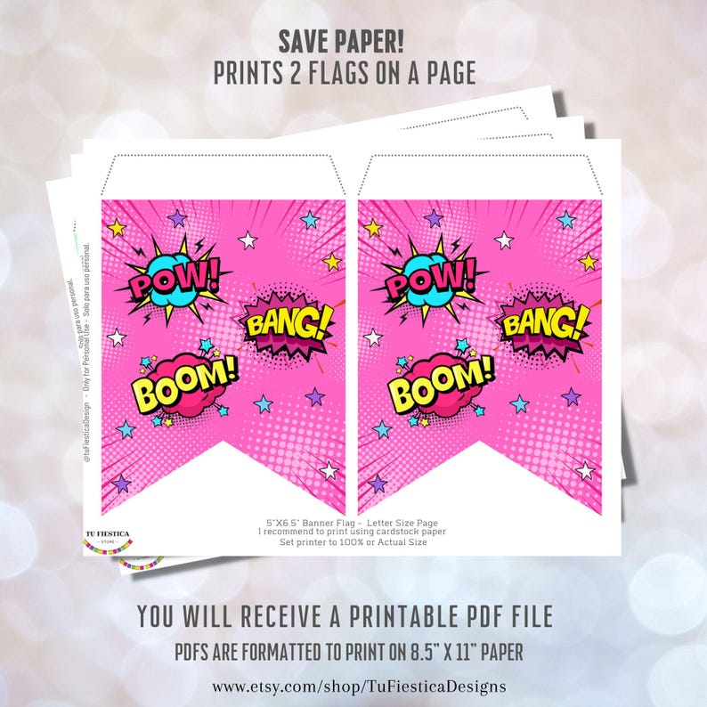 Superhero Girls Comic Birthday Banner Printable | Party Decor ...