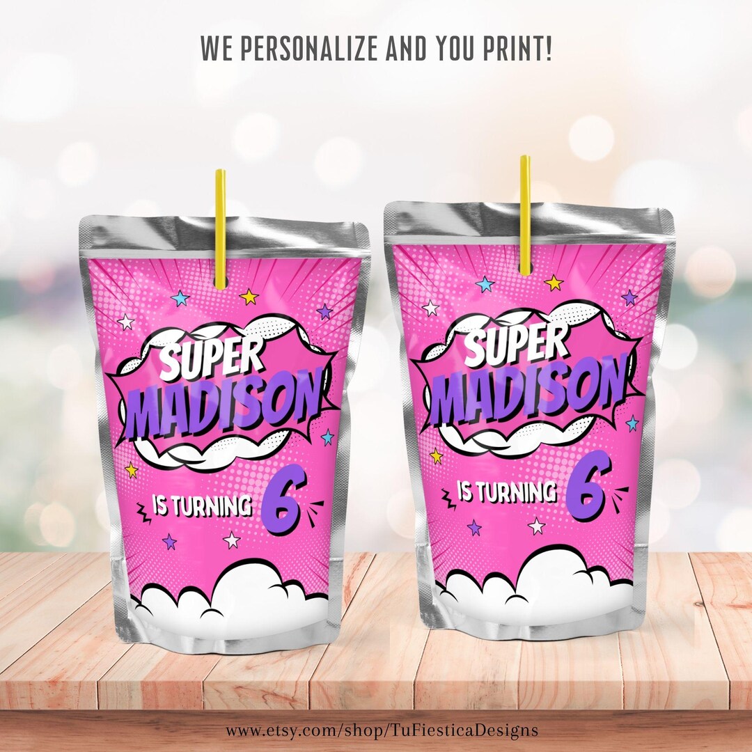 Superhero Girls Comic Capri Sun Label | Printable Juice Pouch for ...