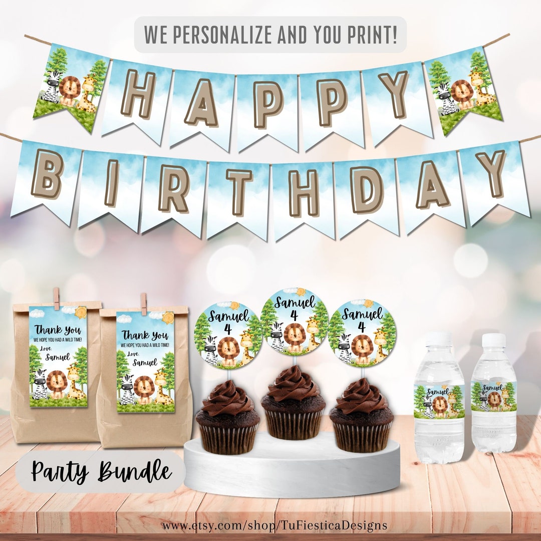 Personalize Safari Animals Party Printables / Wild Animal Birthday ...