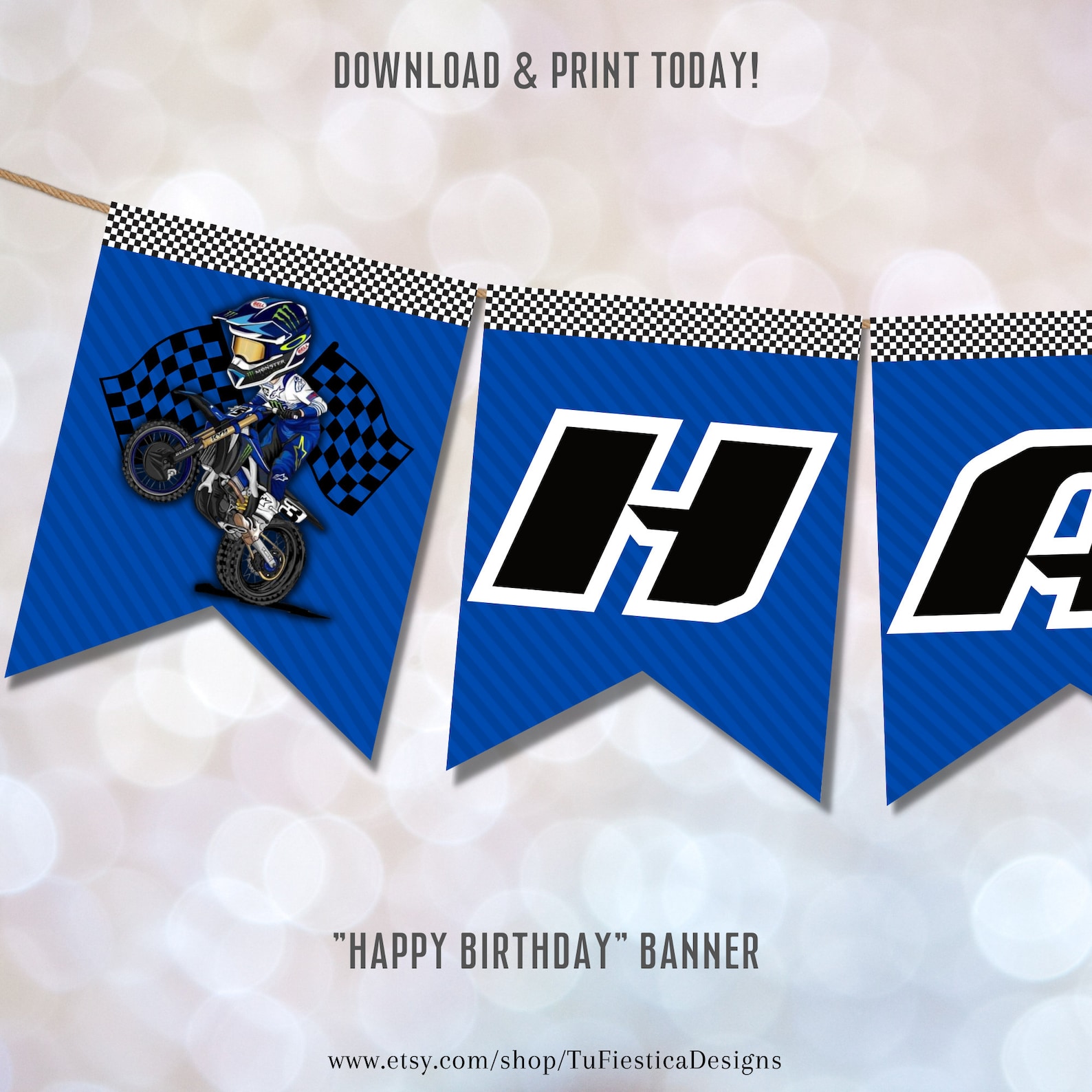 Motocross Birthday Banner Printable: Dirt Bike Party Decor (digital ...