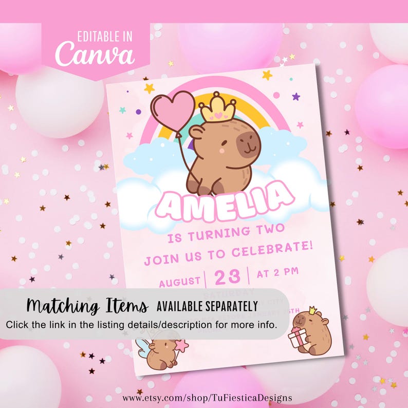 Editable Capybara Gable Box Favor Label | Carpincho Birthday Party ...