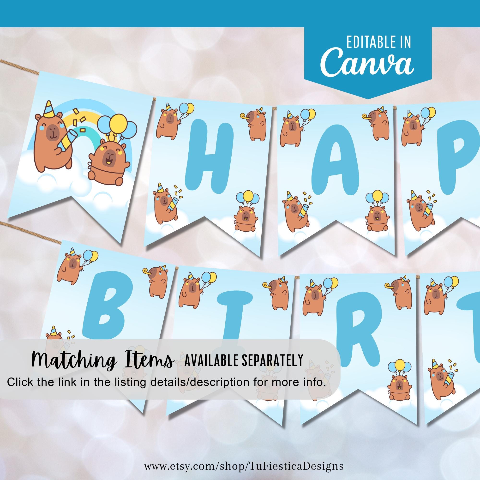 Editable Capybara Water Bottle Labels | Carpincho Birthday Party Decor ...