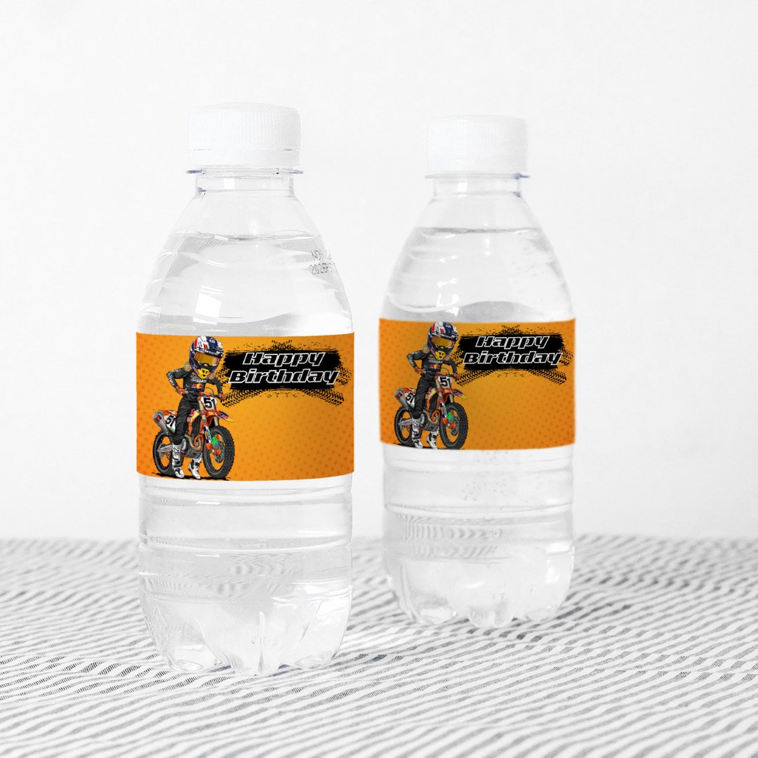 Motocross Water Bottle Labels Boys Birthday Party Dirt Bike Party Decor ...