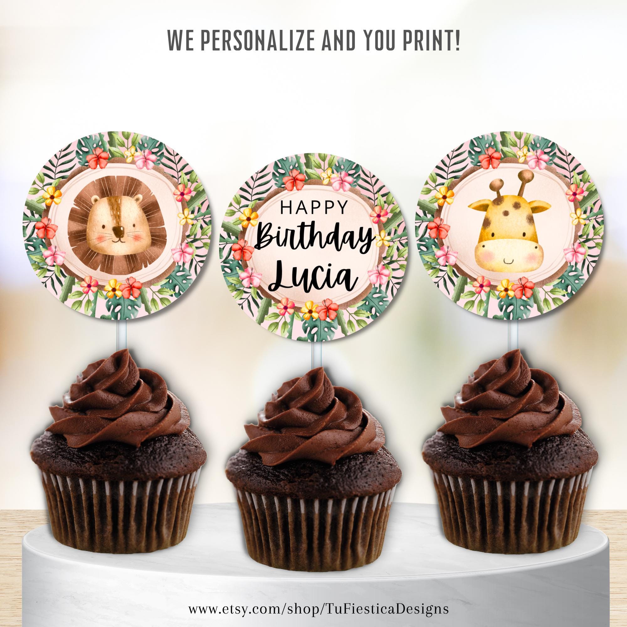 Safari Animals Cupcake Topper | Printable Circles for Jungle Birthday ...