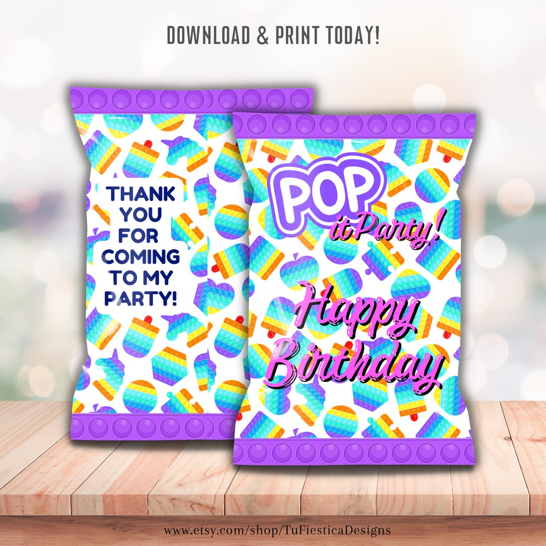 POP It Chip Bag Favors Treat Bag Birthday Party Fidget Toys Party Decor ...