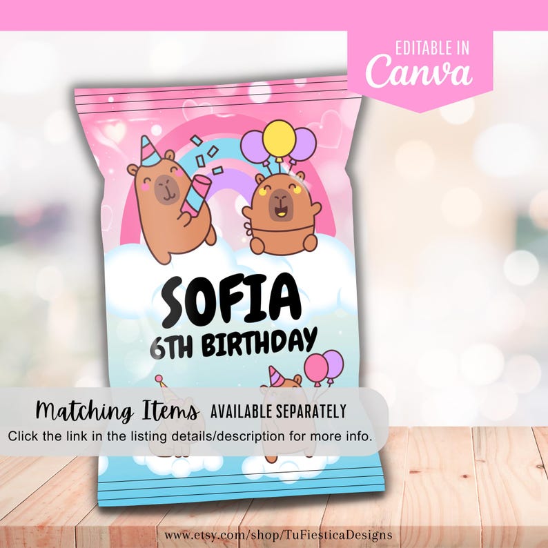 Editable Capybara Water Bottle Labels | Carpincho Birthday Party Decor ...