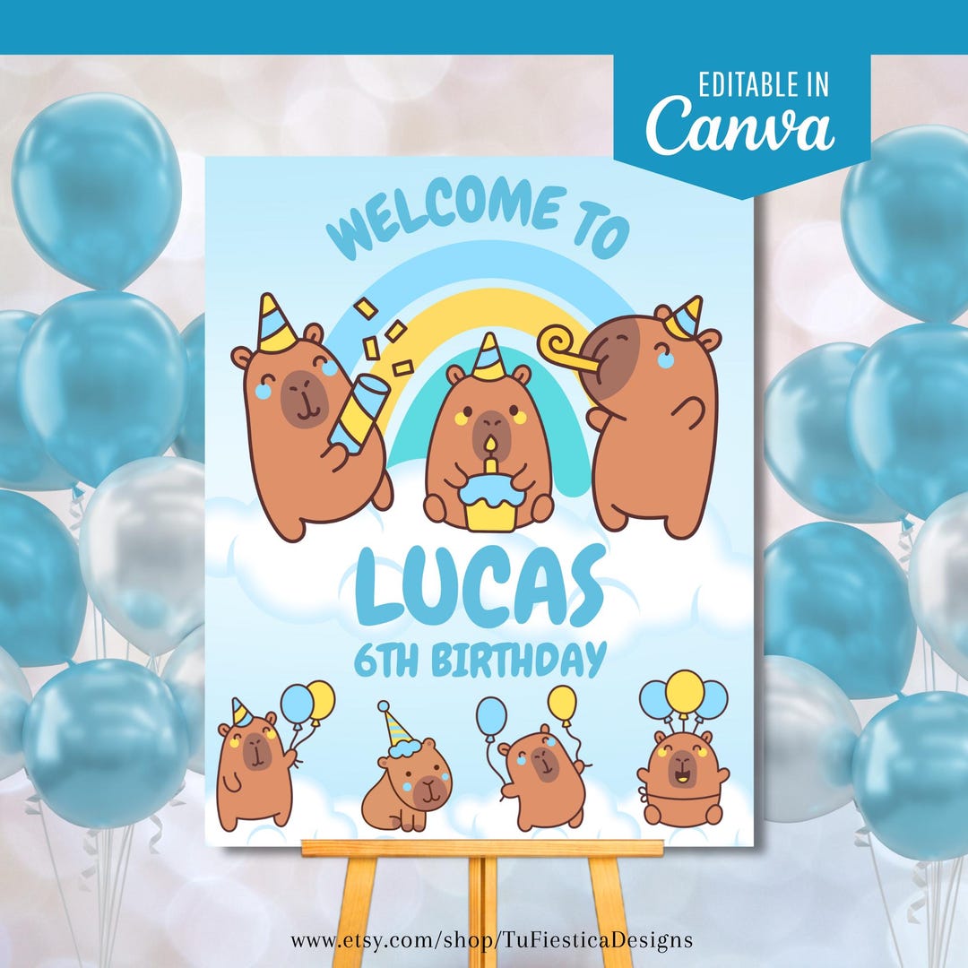 Editable Capybara Welcome Sign | Carpincho Printable Canva Template ...