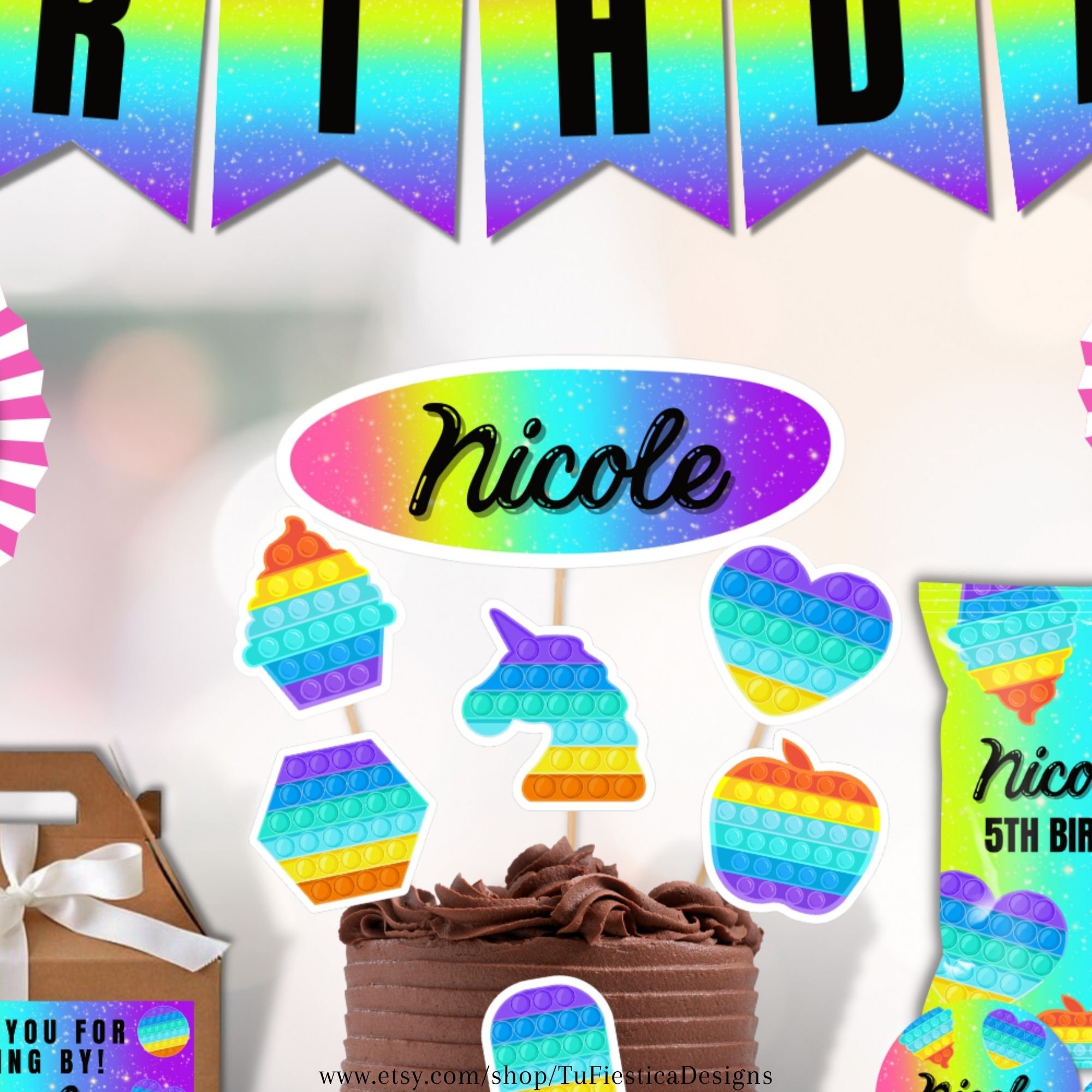 Pop It Party Printables / Pop Fidget Toy Birthday Bundle Kit Banner ...