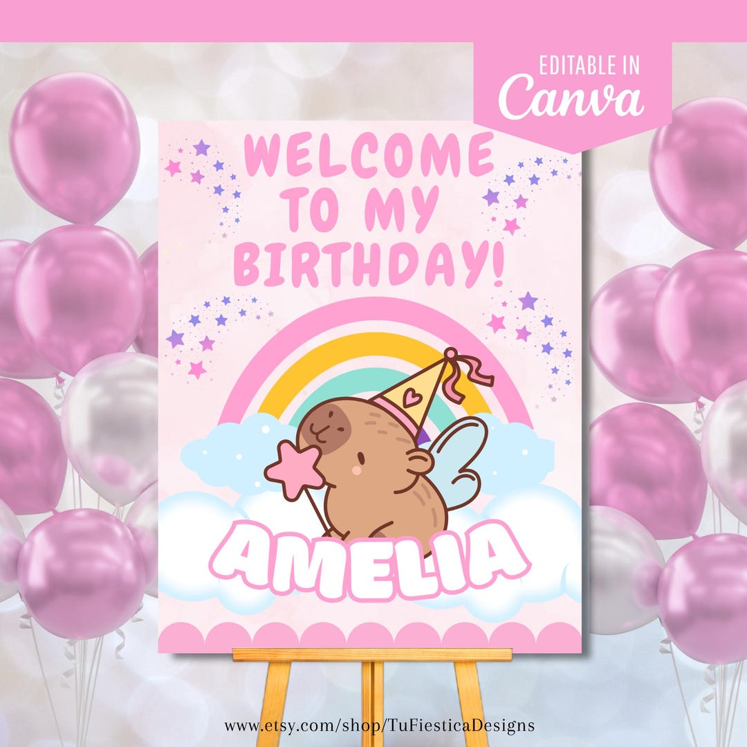 Editable Capybara Welcome Sign | Carpincho Printable Canva Template ...