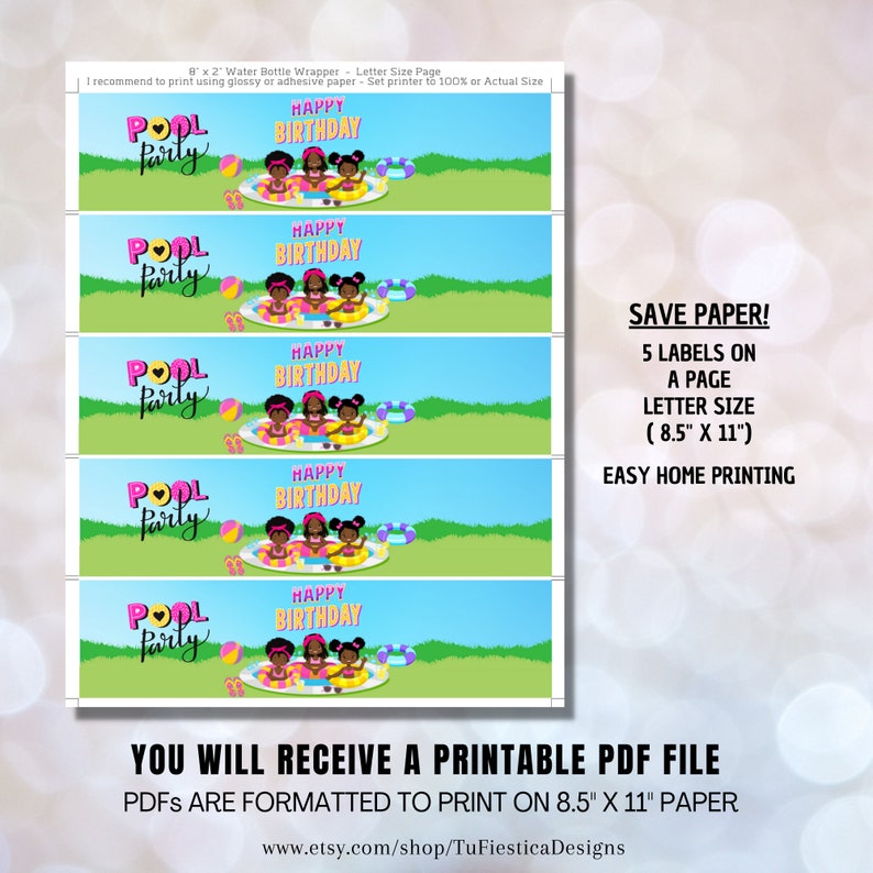 Pool Party Water Bottle Labels Summer Birthday Decoration - Etsy