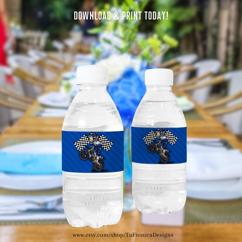 Motocross Water Bottle Labels Printable | Dirt Bike Party Decor ...