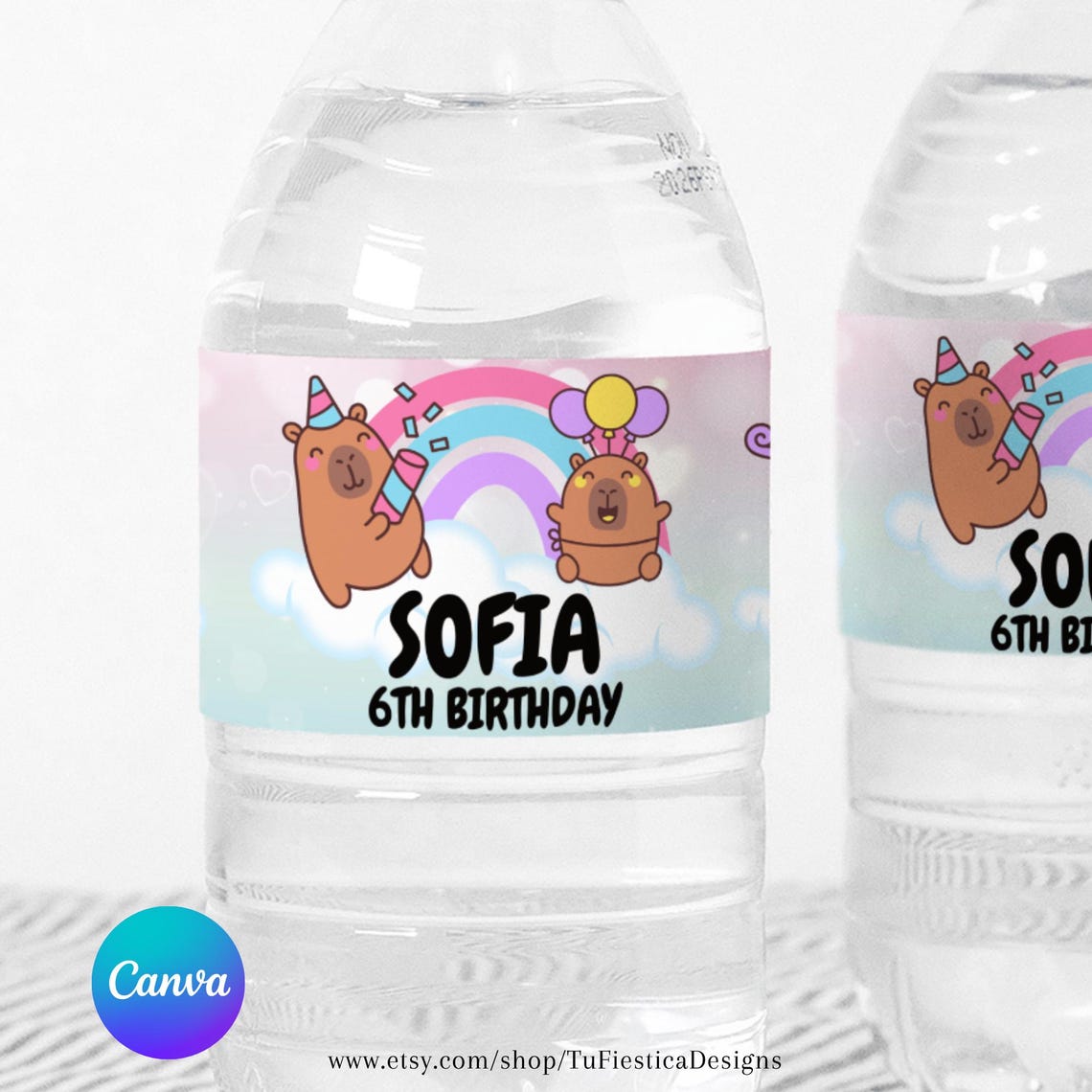 Editable Capybara Water Bottle Labels | Carpincho Birthday Party Decor ...