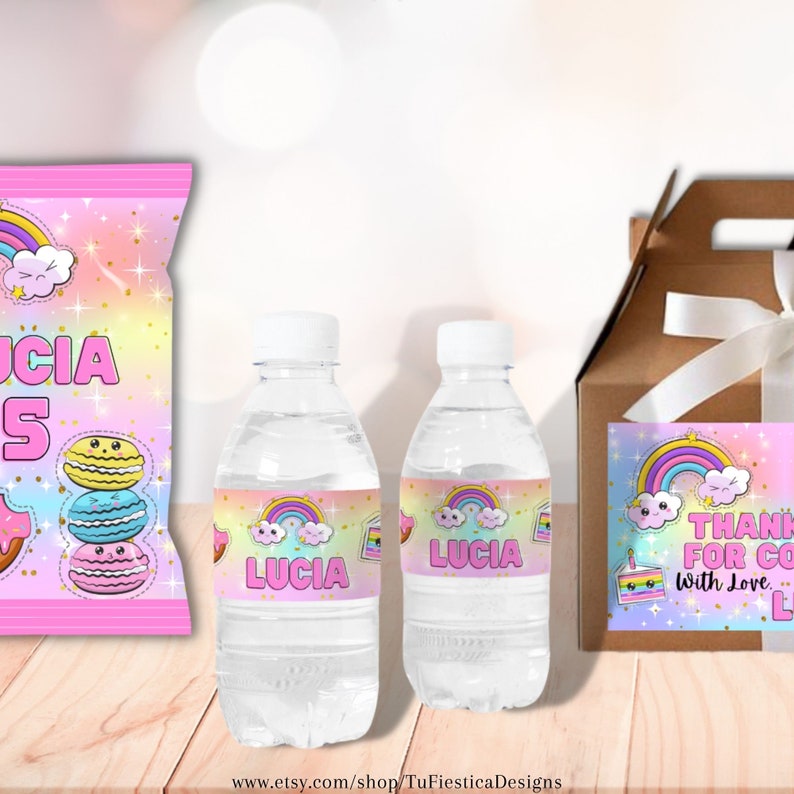 Personalize Kawaii Party Printables / Cute Rainbow Birthday Party ...