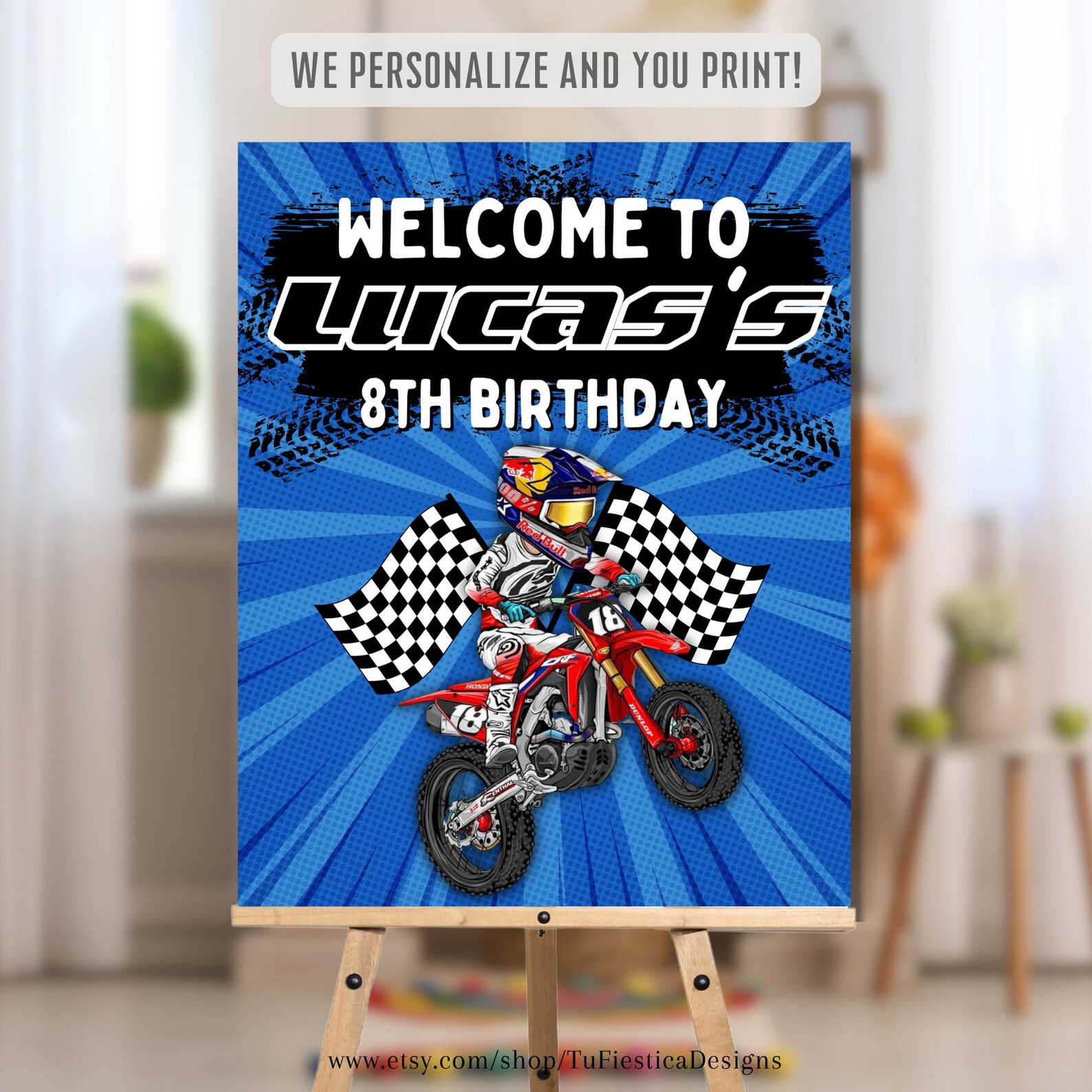Motocross Welcome Sign | Dirt Bike Birthday Poster | Personalized Name ...