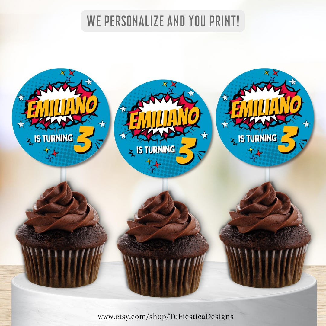 Superhero Comic Cupcake Topper | Printable Circles for Birthday Party ...
