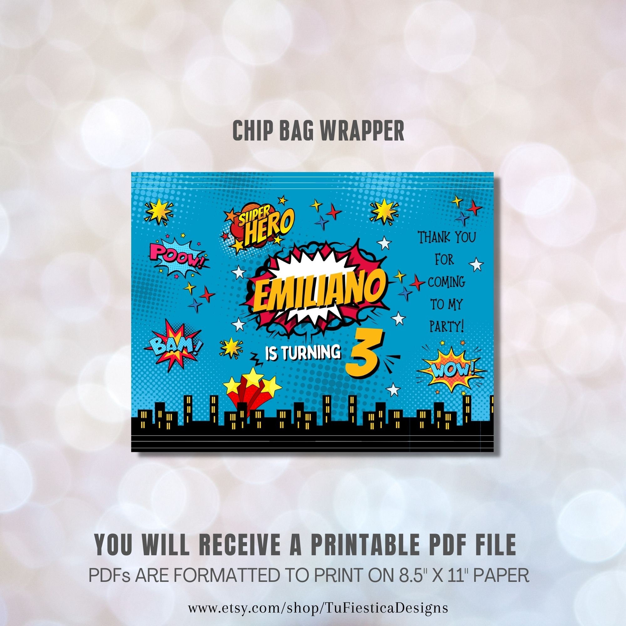 Superhero Comic Party Printables / Pop up Bundle Kit / Chip Bag Capri ...
