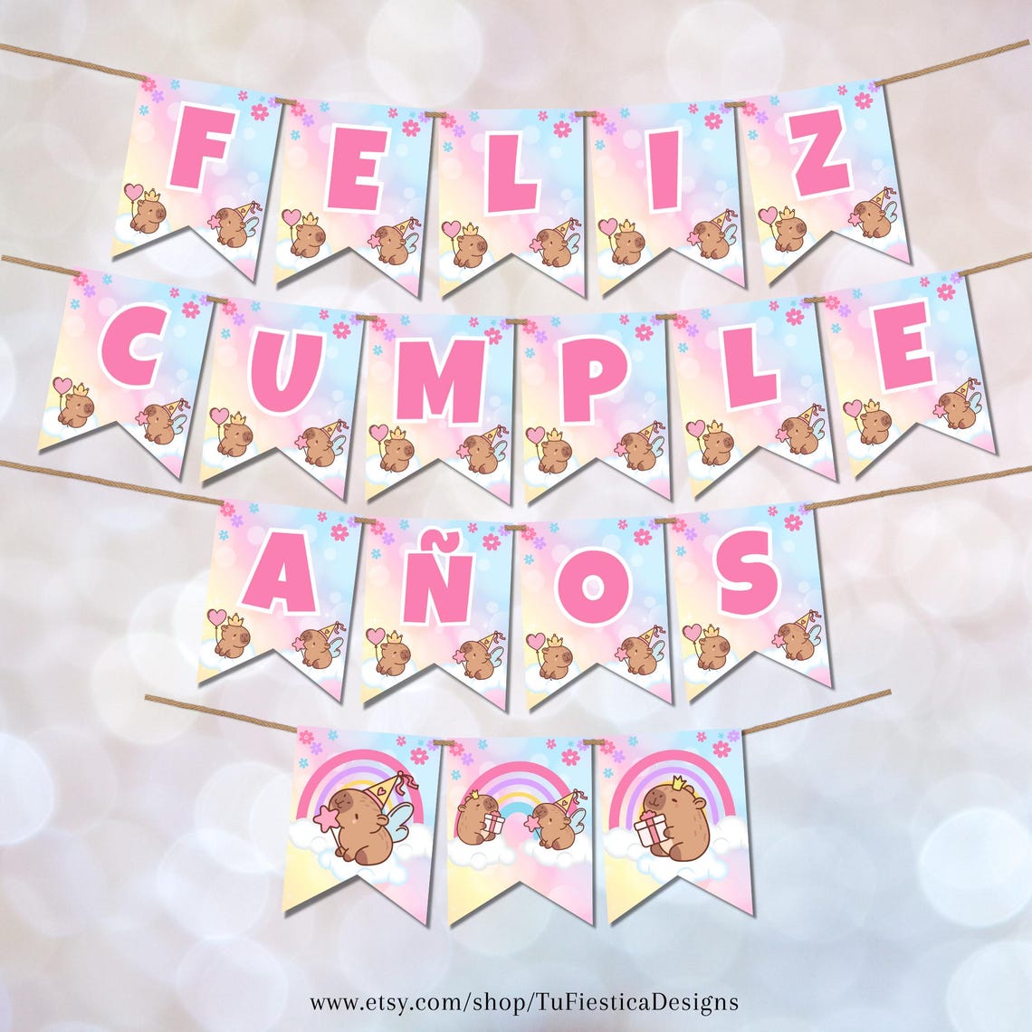 Capybara Birthday Banner Feliz Cumpleaños Imprimible | Fiesta Infantil ...