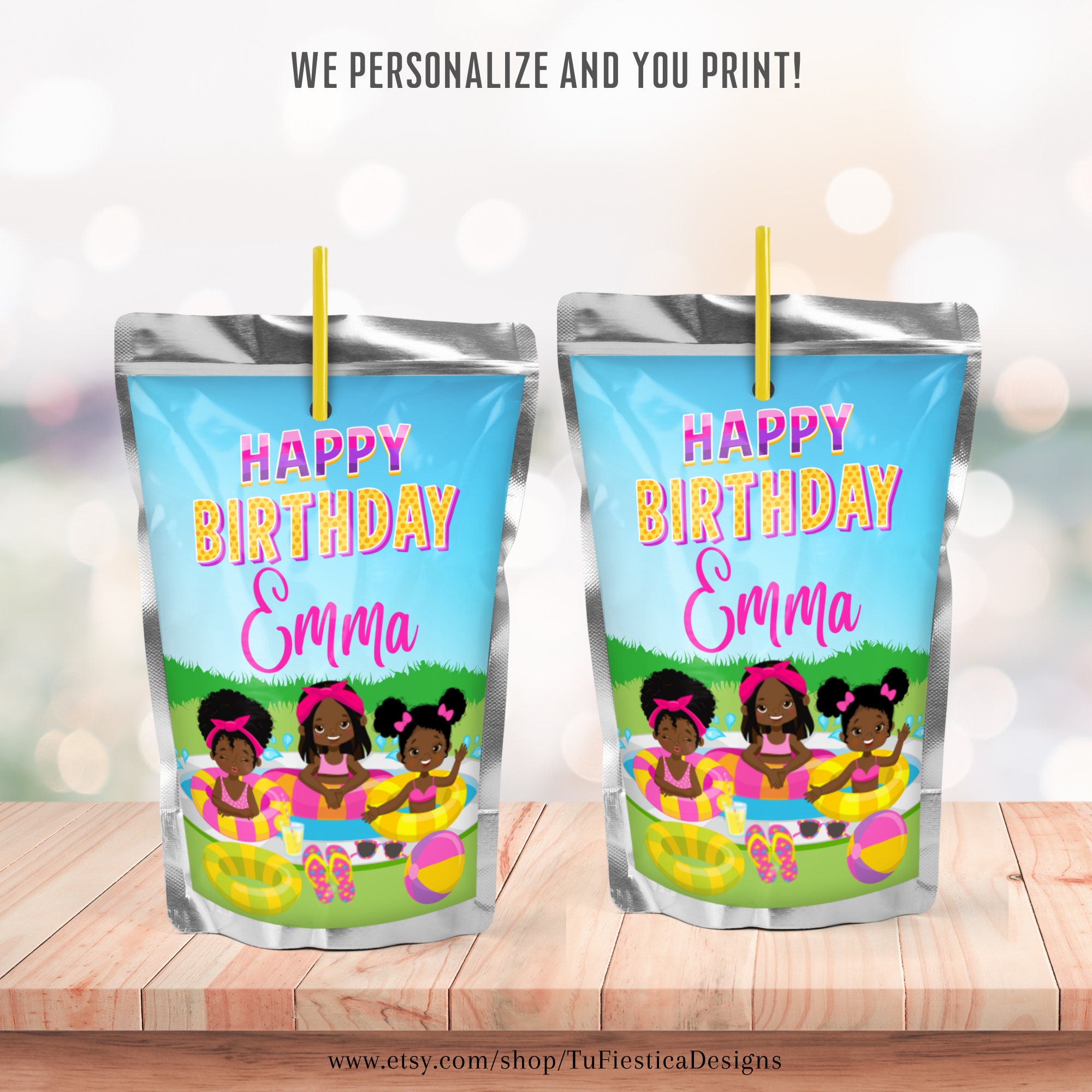 Personalize Pool Party Capri Sun Label Drink Juice Pouch Summer Pool ...
