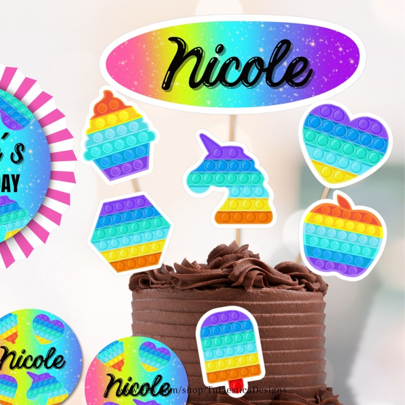 Pop It Party Printables / Pop Fidget Toy Birthday Bundle Kit Banner ...
