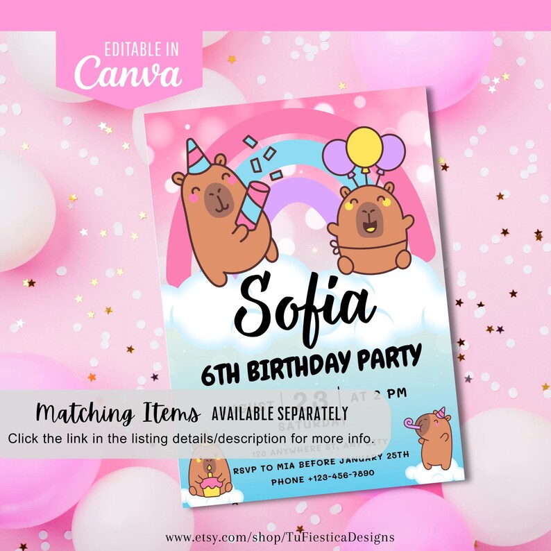 Editable Capybara Water Bottle Labels | Carpincho Birthday Party Decor ...