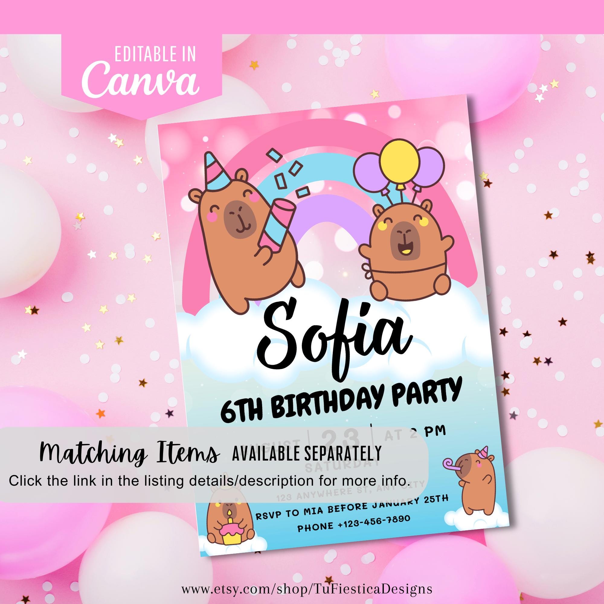 Editable Capybara Water Bottle Labels | Carpincho Birthday Party Decor ...
