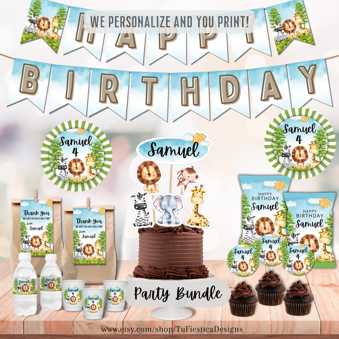 Personalize Safari Animals Party Printables / Wild Animal Birthday ...