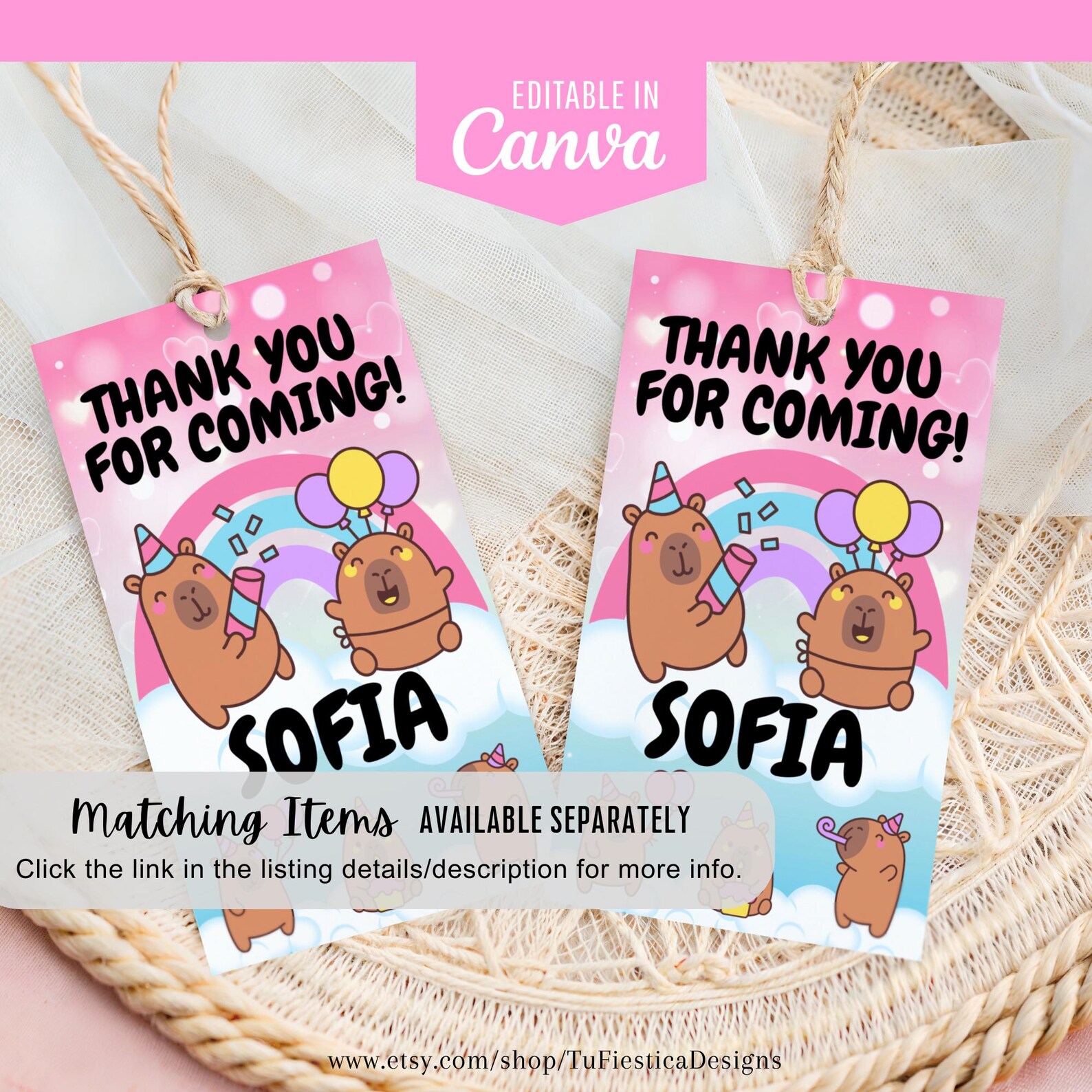 Editable Capybara Water Bottle Labels | Carpincho Birthday Party Decor ...