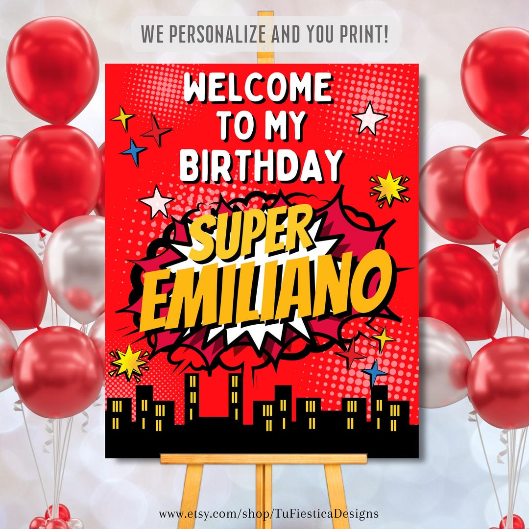 Superhero Comic Welcome Sign | Personalized Name | Printable Poster for ...