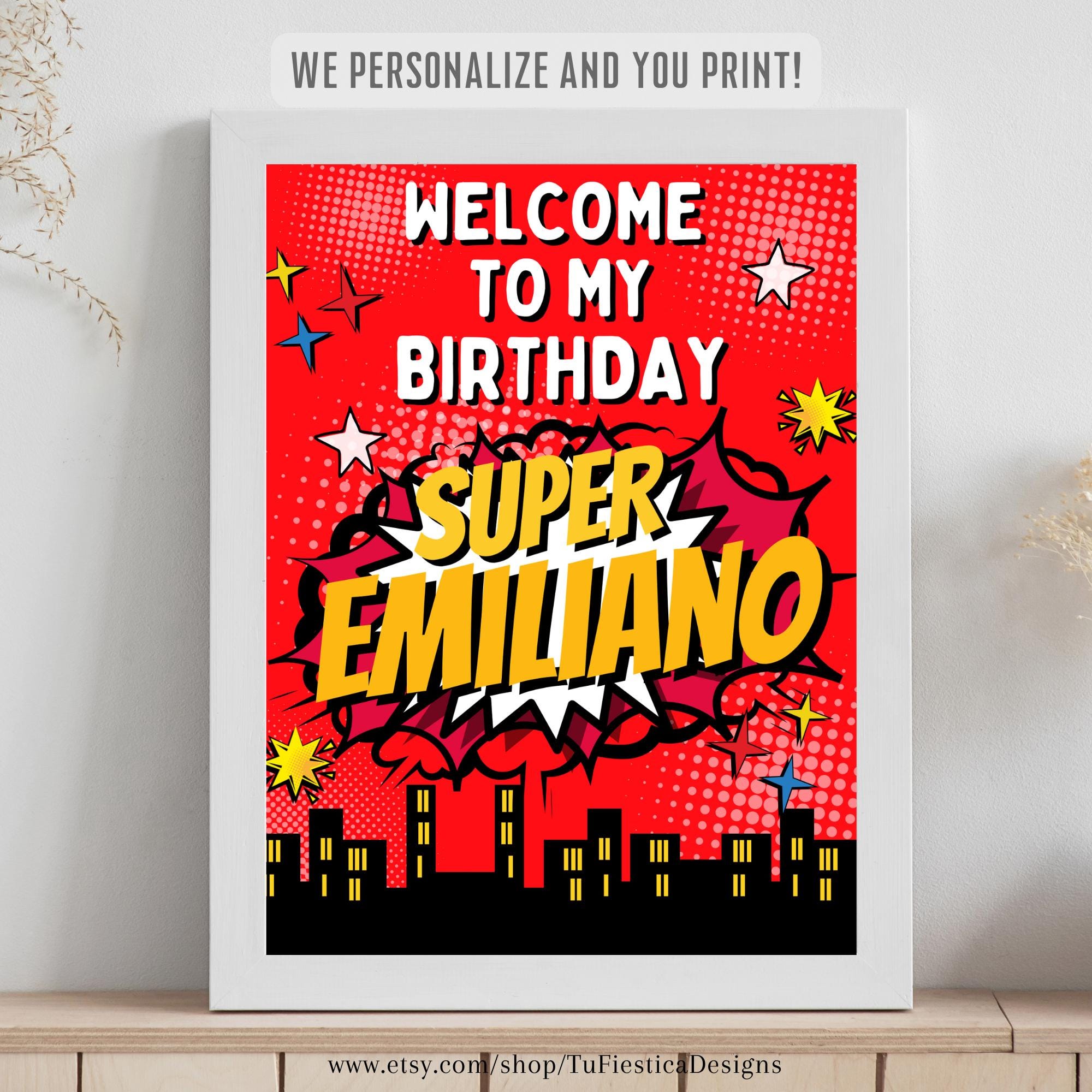Superhero Comic Welcome Sign | Personalized Name | Printable Poster for ...