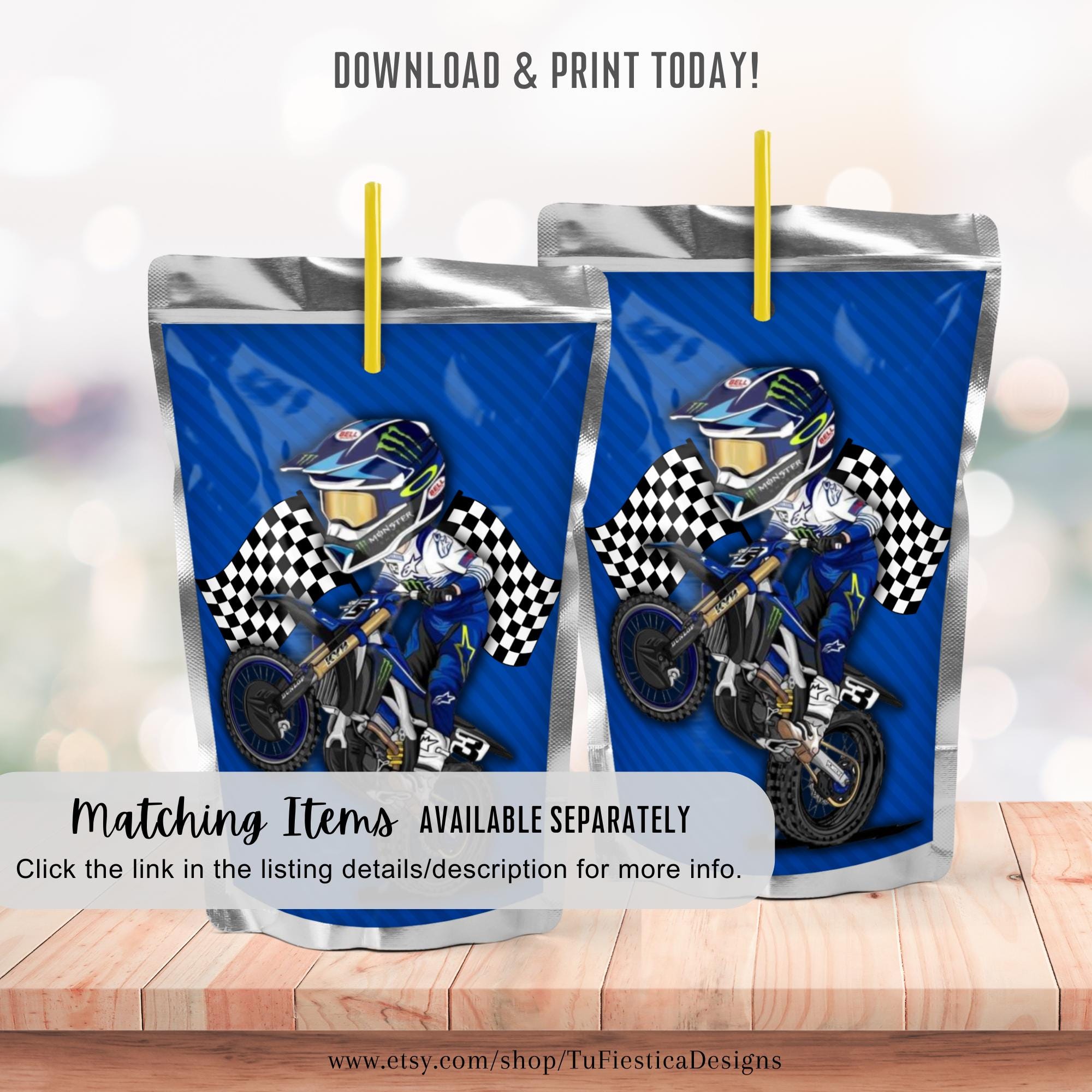 Motocross Chip Bag Wrappers Printable | Dirt Bike Party Favor ...