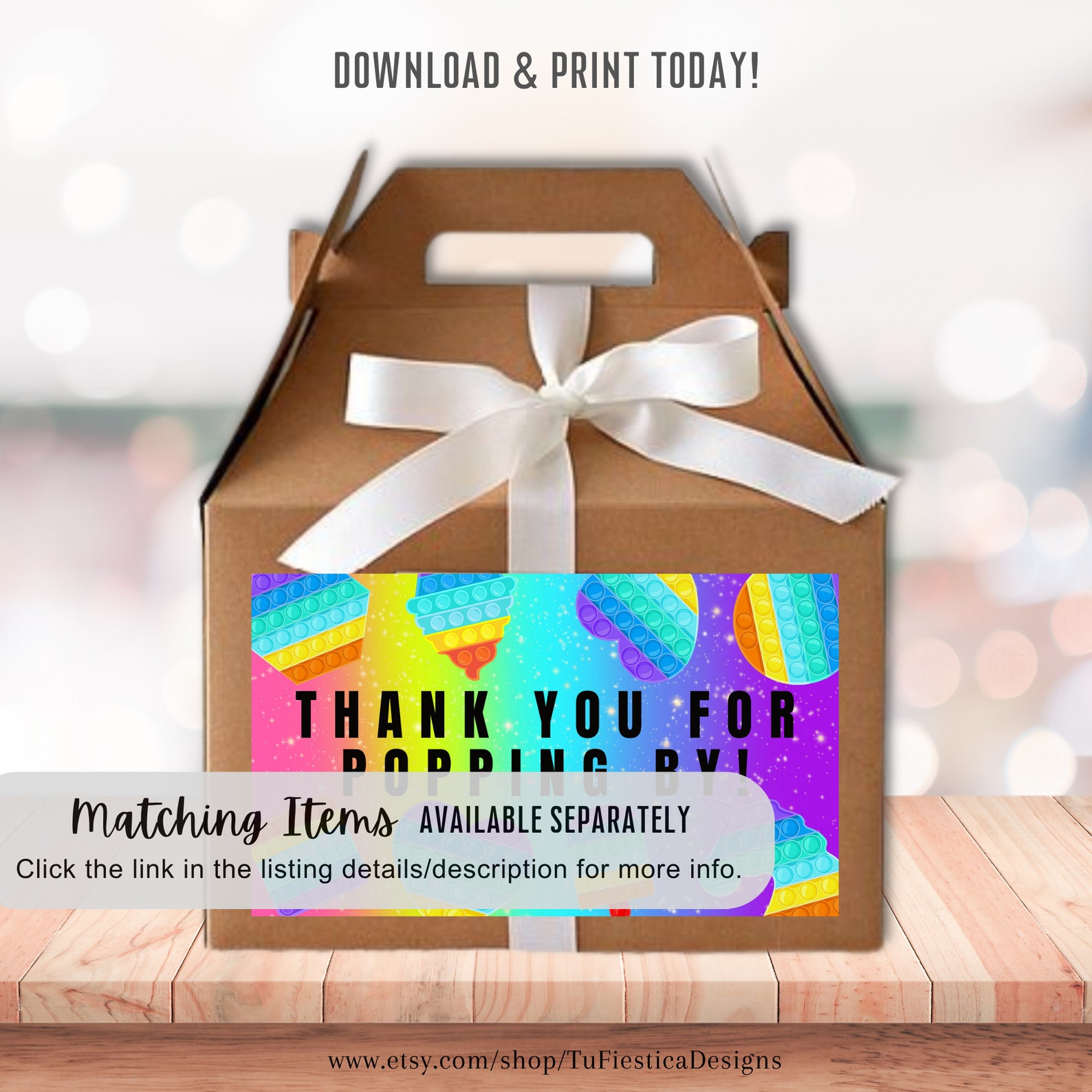 POP It Birthday Party Capri Sun Labels Juice Pouch Fidget Toys Gift Box ...