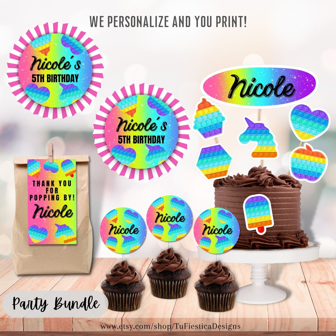 Pop It Party Printables / Pop Fidget Toy Birthday Bundle Kit Banner ...