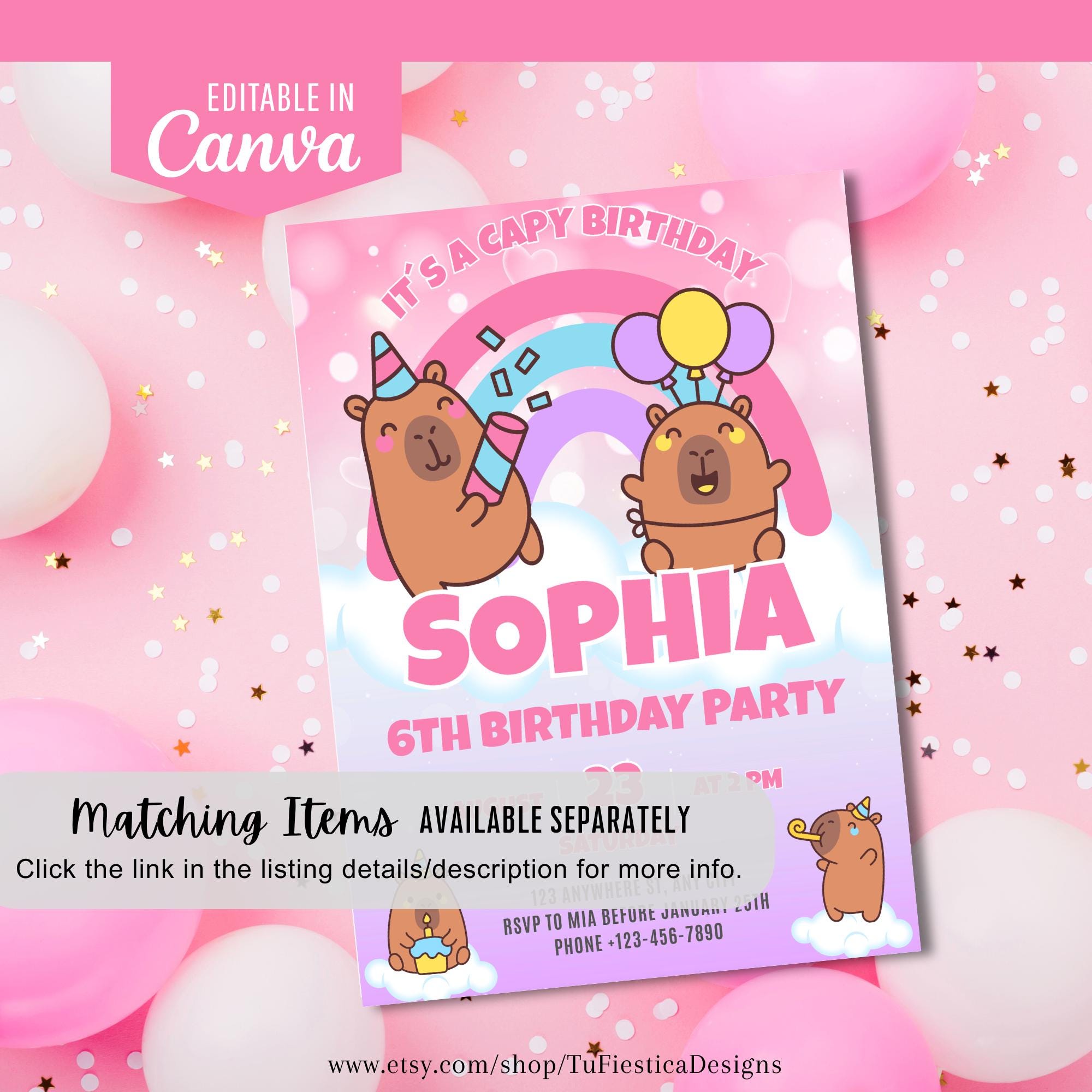Editable Capybara Birthday Banner Printable | Carpincho Party Decor ...