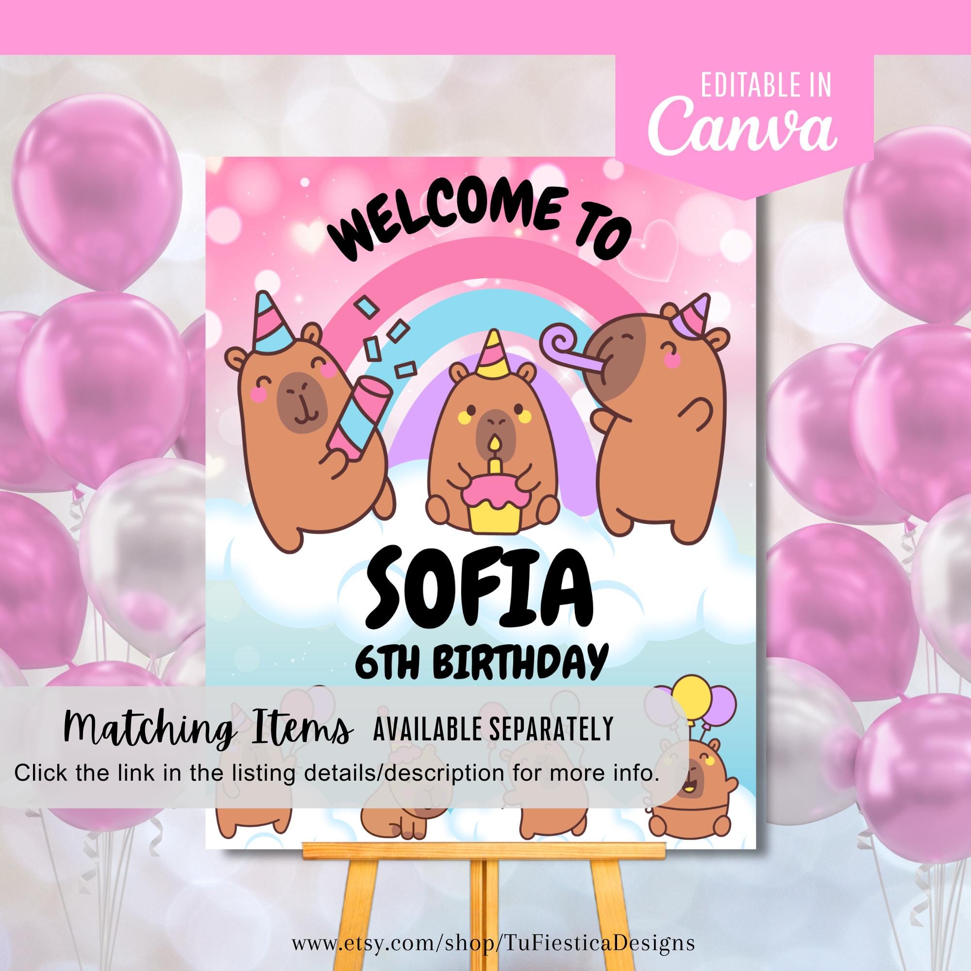 Editable Capybara Water Bottle Labels | Carpincho Birthday Party Decor ...
