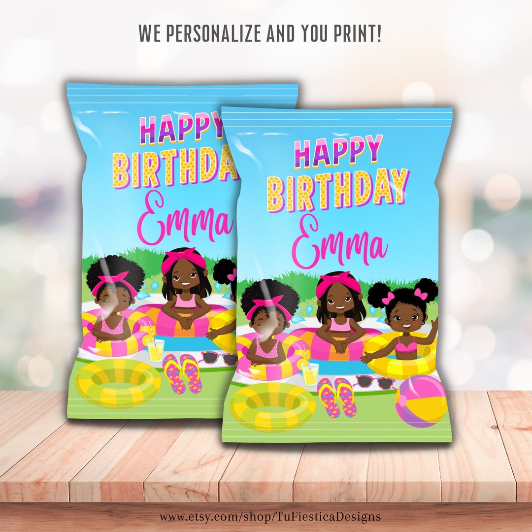 Personalize Pool Party Chip Bag Wrapper Favor Treat Bag Snack - Etsy