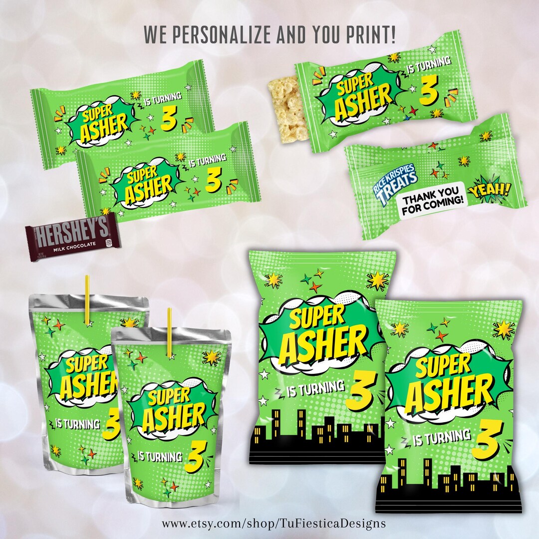 Superhero Comic Party Printables / Pop up Bundle Kit / Chip Bag Capri ...