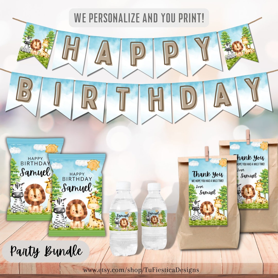 Personalize Safari Animals Party Printables / Wild Animal Birthday ...