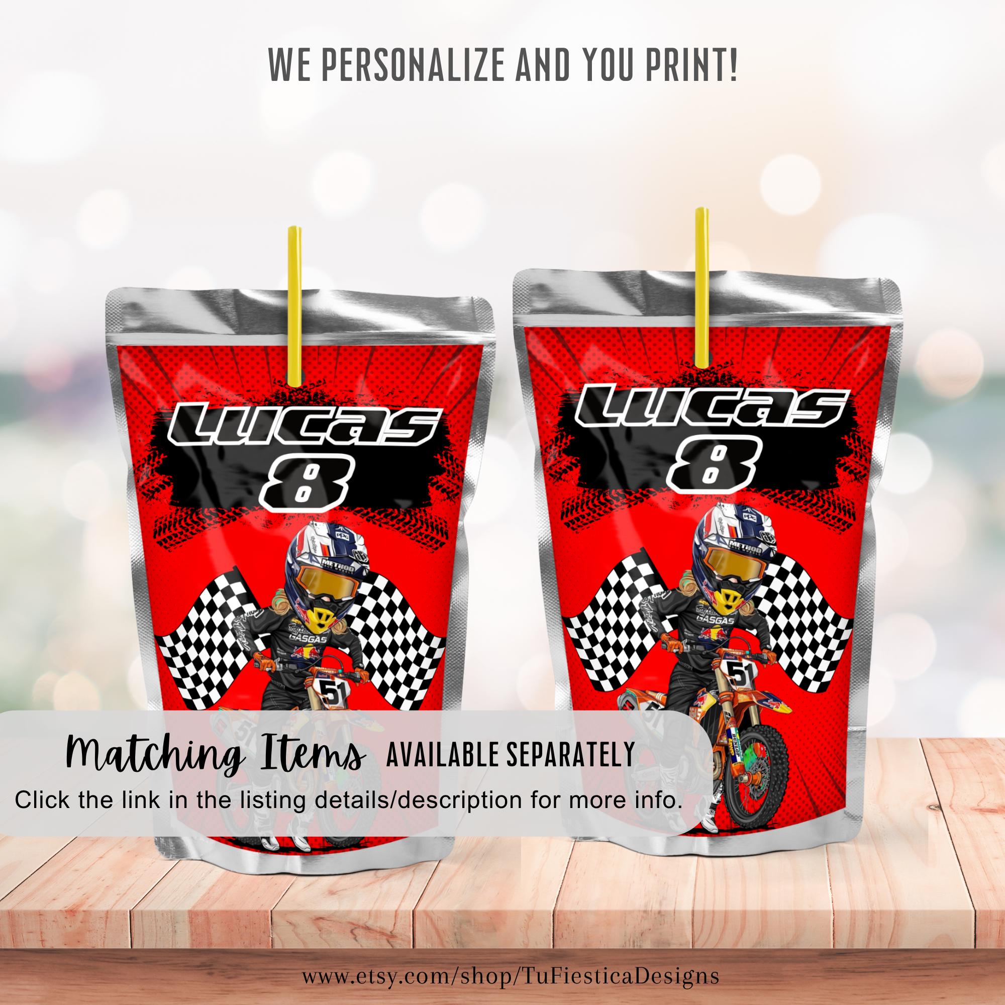 Motocross Chip Bag Wrapper | Dirt Bike Party Favor | Personalized Name ...