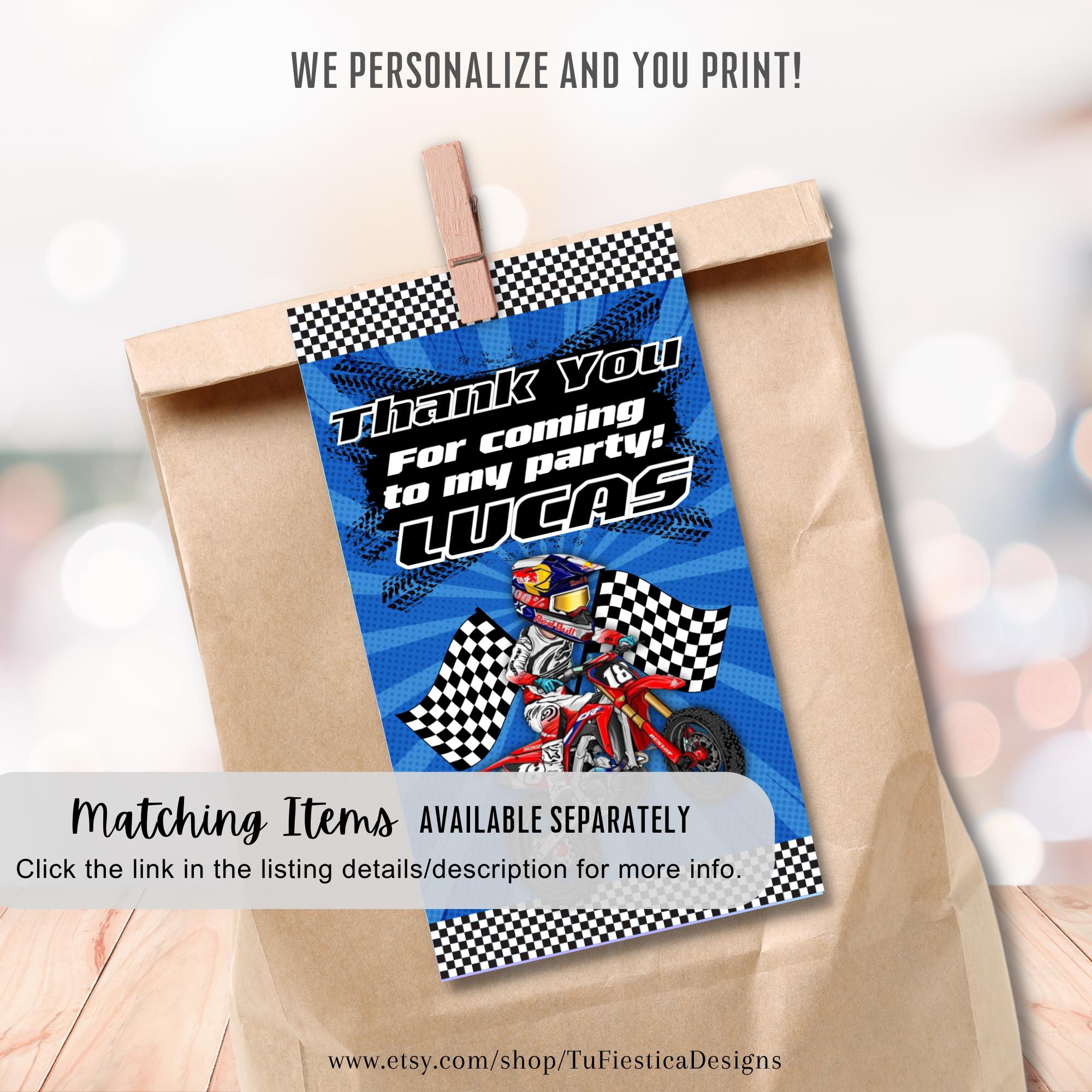 Motocross Chip Bag Wrapper | Dirt Bike Party Favor | Personalized Name ...